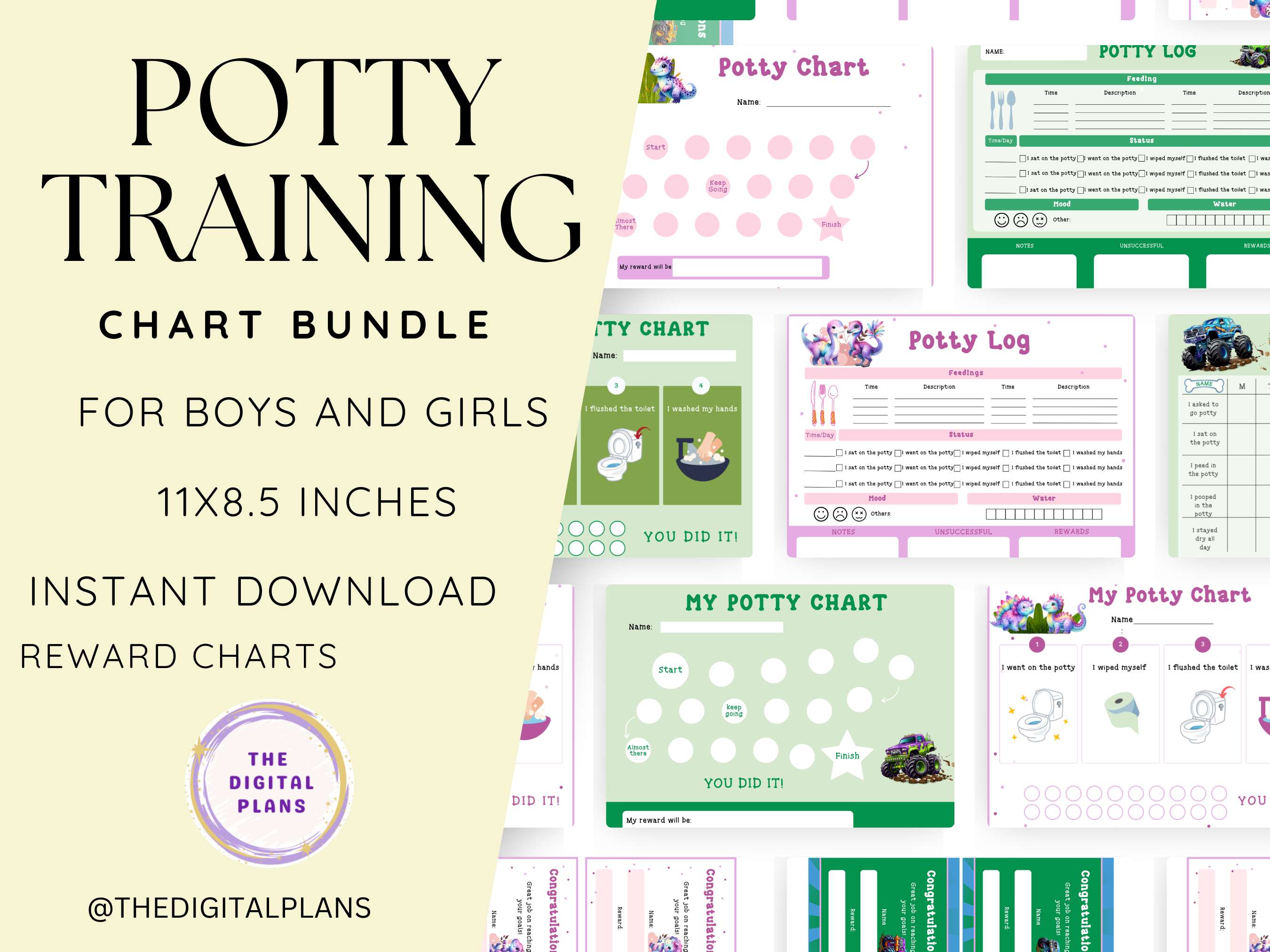 Printable Potty Training Chart Bundle | Boys & Girls Reward Charts | T ...