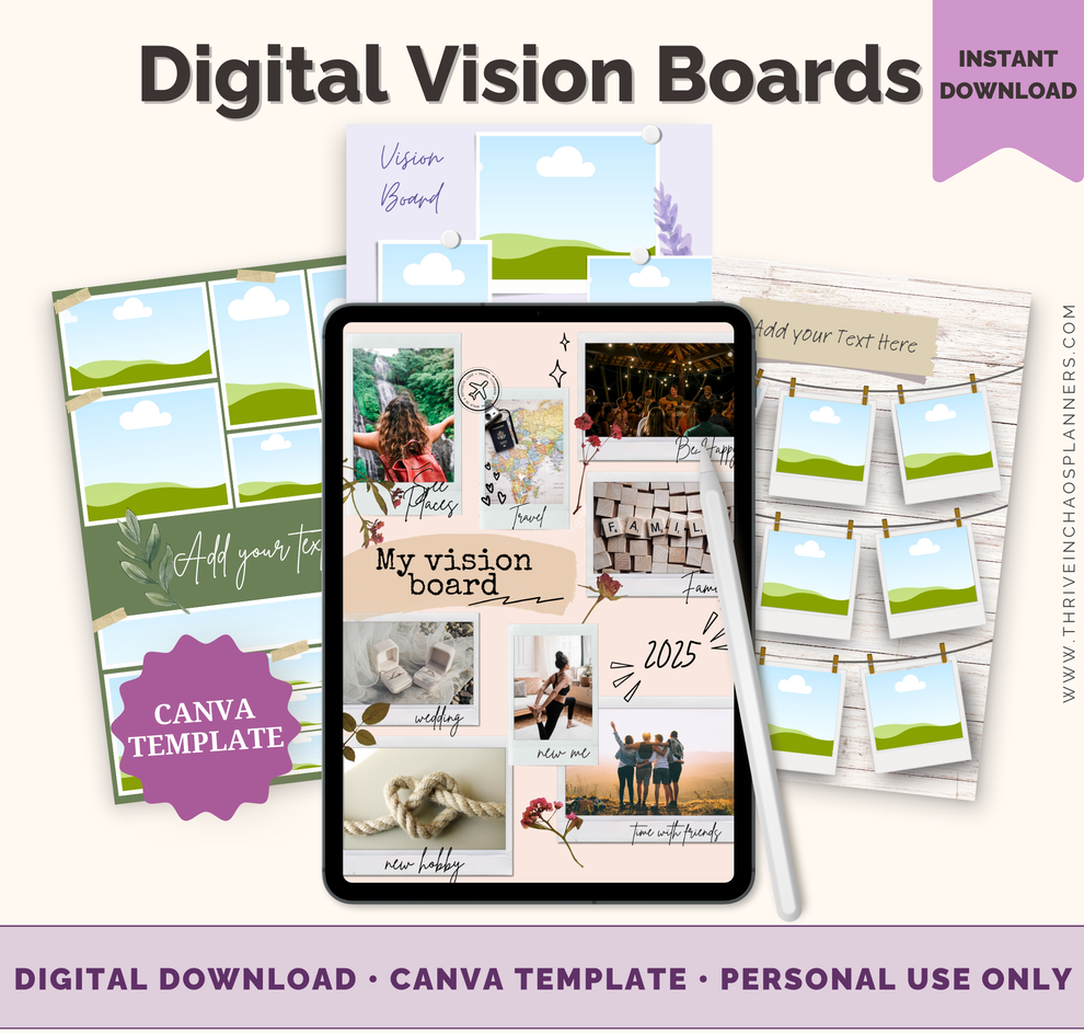 Digital Vision Board Canva Templates – Thrive In Chaos Planners