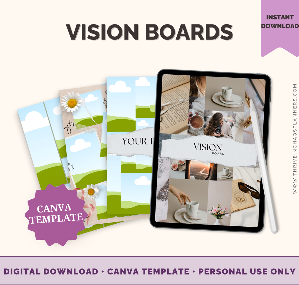 Digital Vision Board Canva Templates – Thrive In Chaos Planners